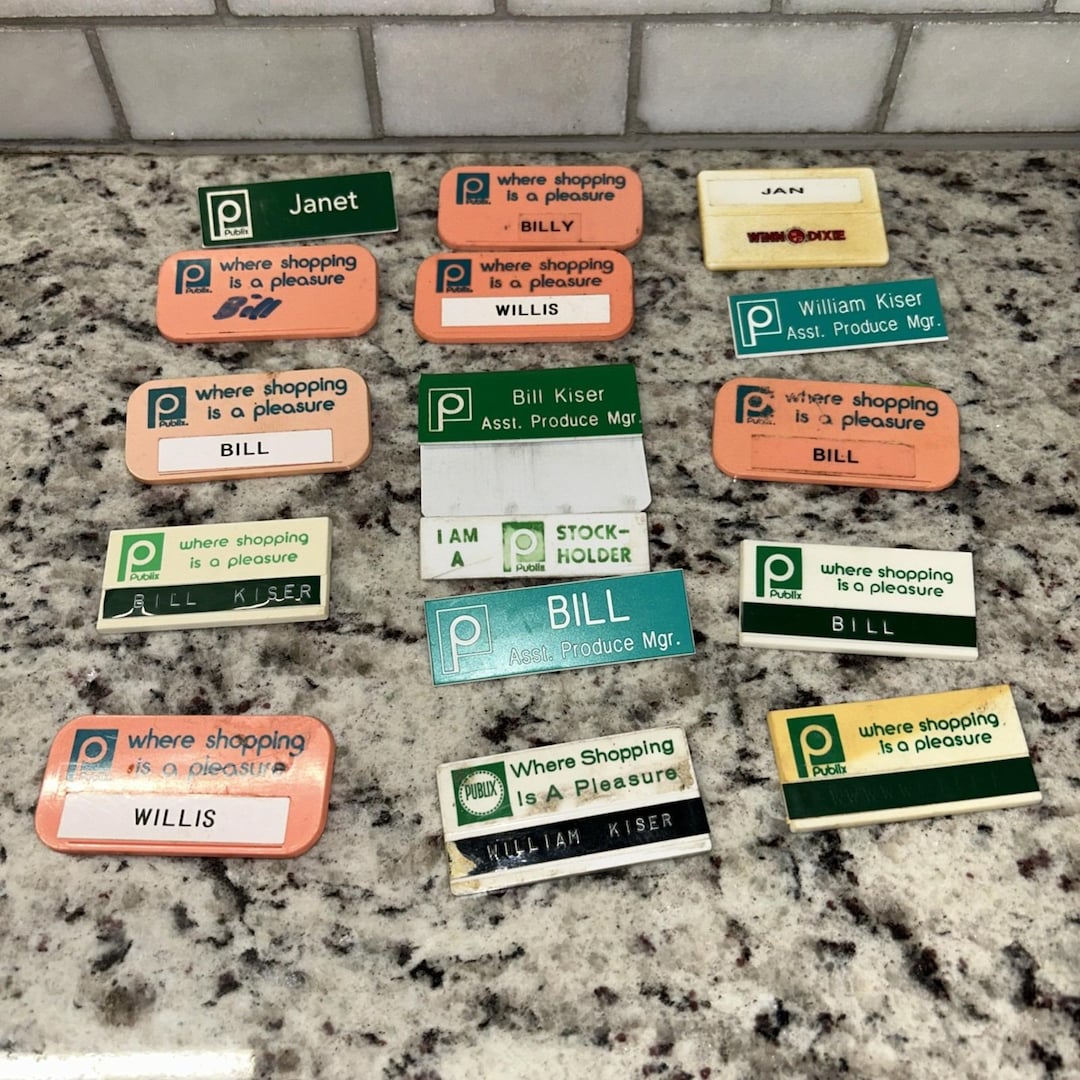 Vintage Publix Name Tag Lot of 15 70s-2000s Grocery Store Collectible ...