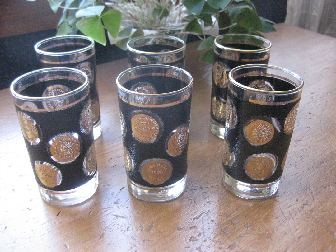 MCM Coin Decorated Glassware 6 Tumblers 8 Oz. - Etsy