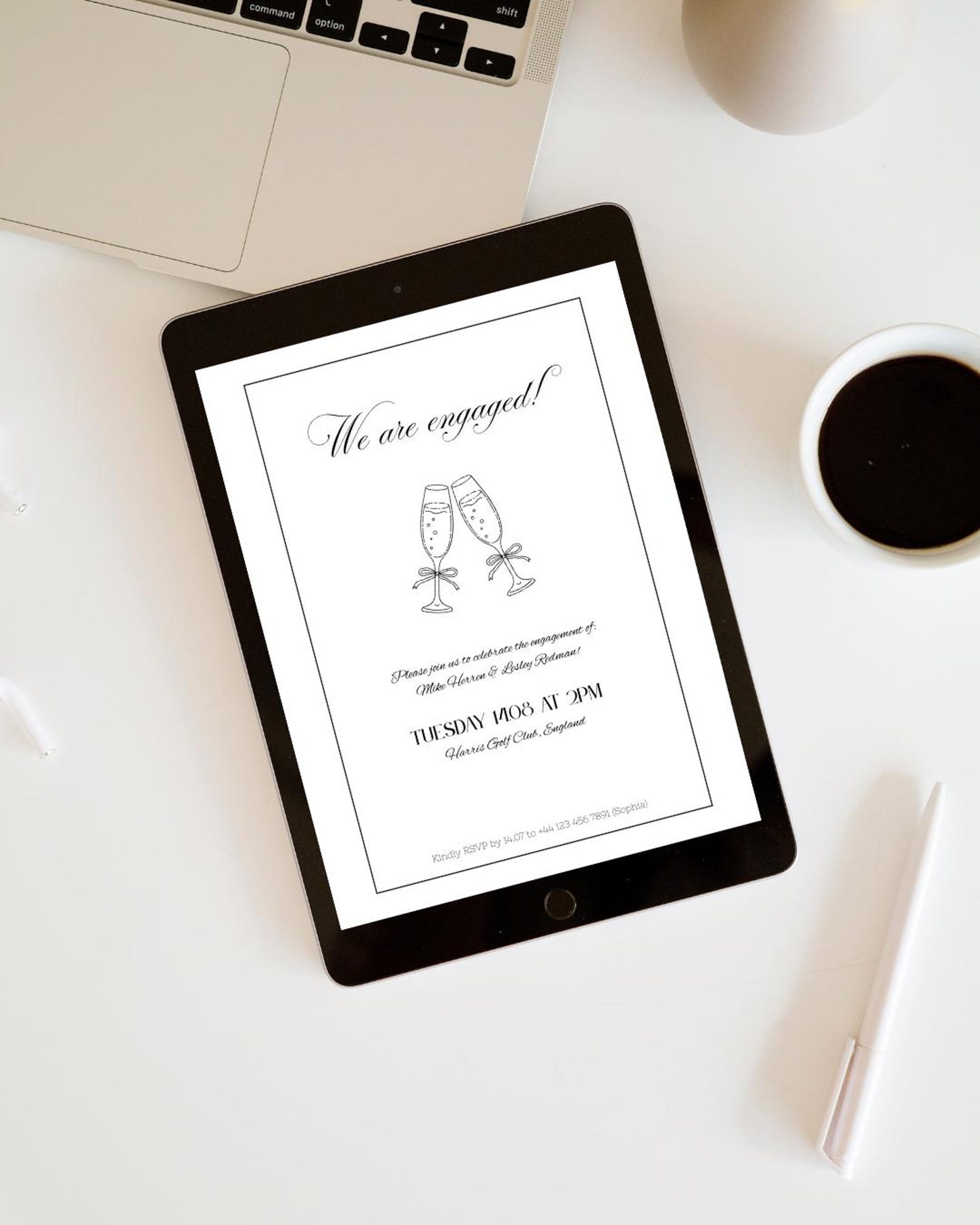 Elegant Engagement Party Invitation Template – Printable & Customizable ...
