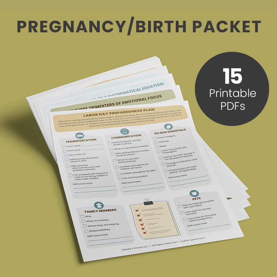 Pregnancy & Birth Printable Pack – Birth Prep Worksheets ,conversation ...