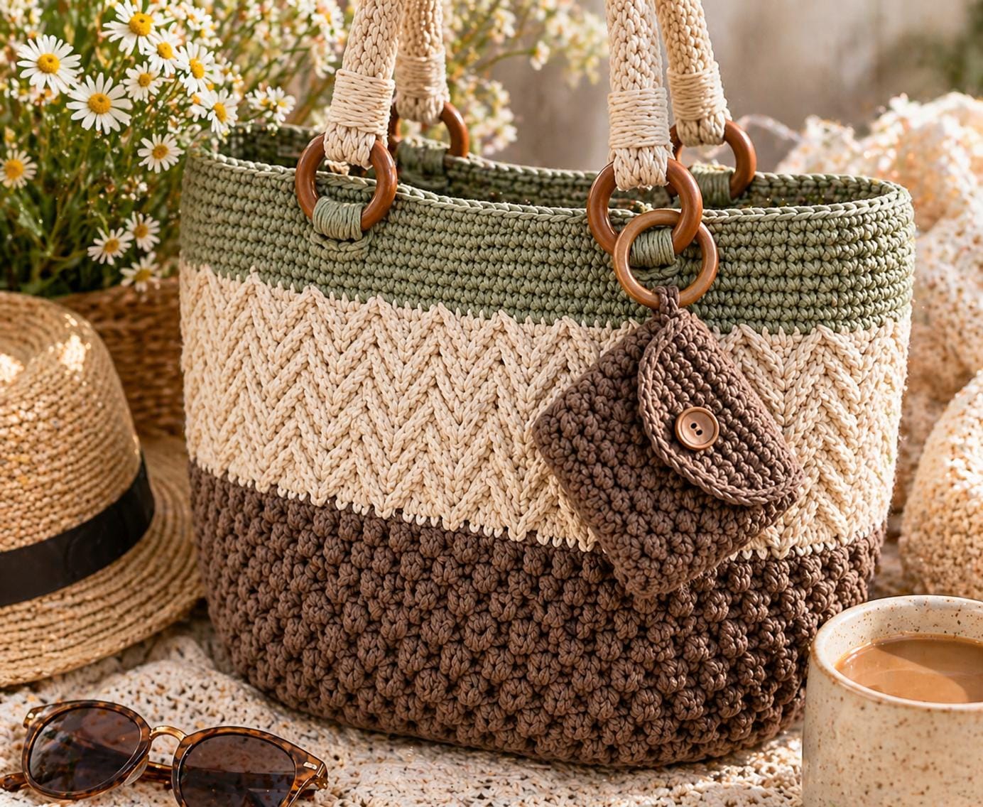 Crochet Tote Bag Pattern PDF | Textured Boho Handbag Pattern | - Etsy