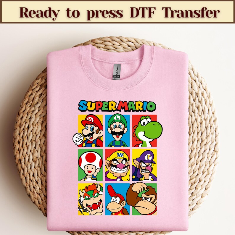 Super Mario Family DTF, Super Mario Character Ready to Press, Super ...