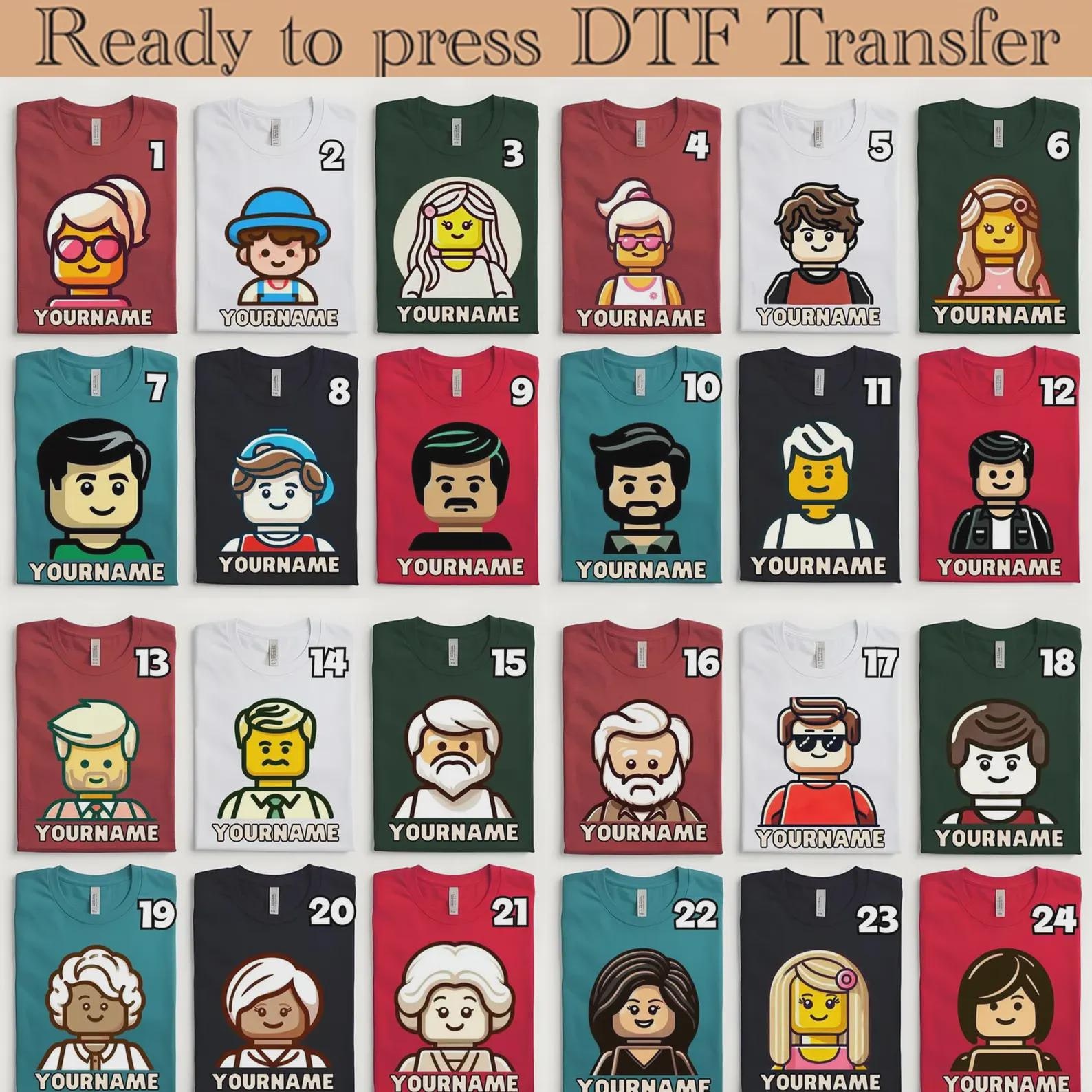 Custom Matching Building Bricks DTF, Personalized Building Blocks DTF ...