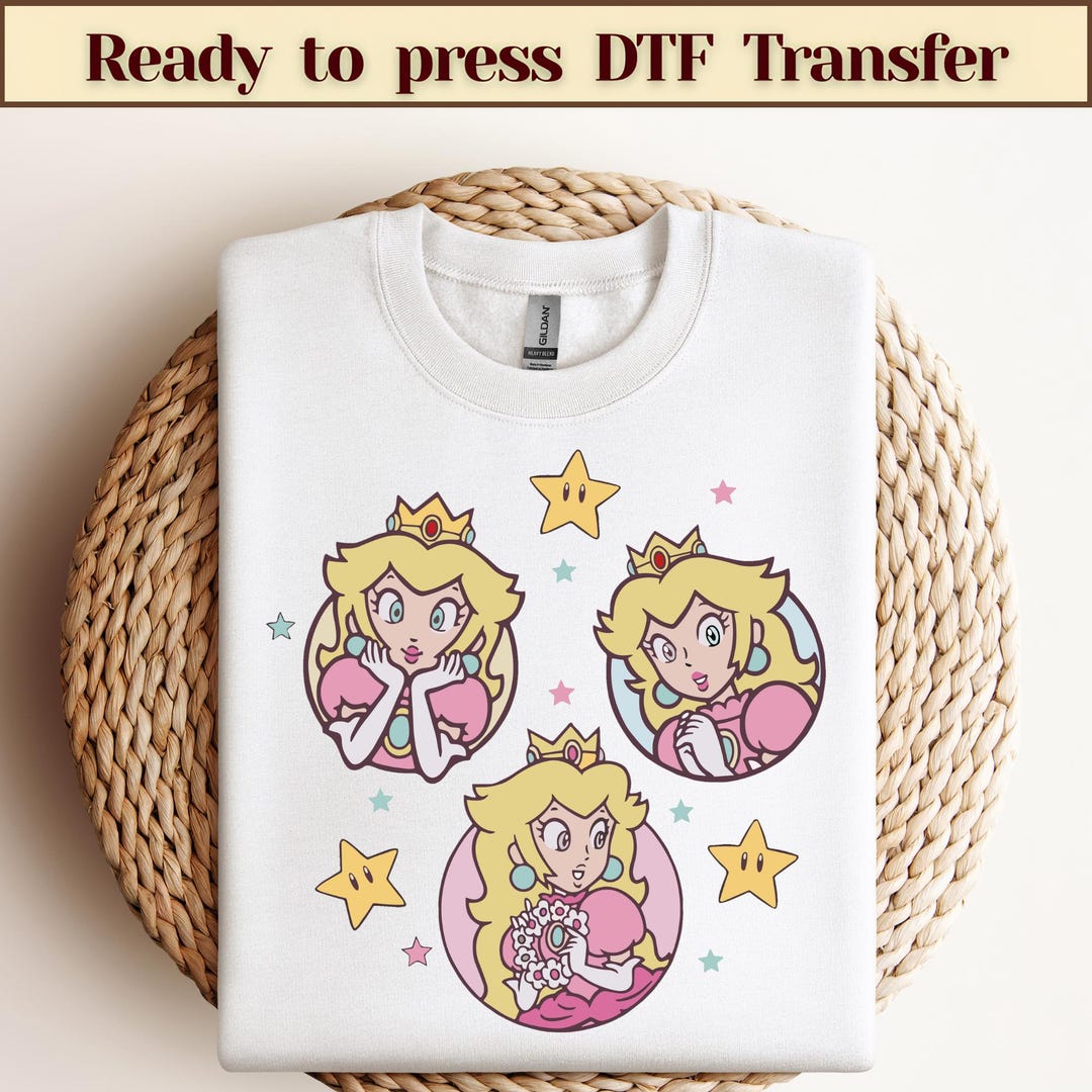 Princess Peach Dtf Transfer,princess Peach Tshirt Press,super Mario ...