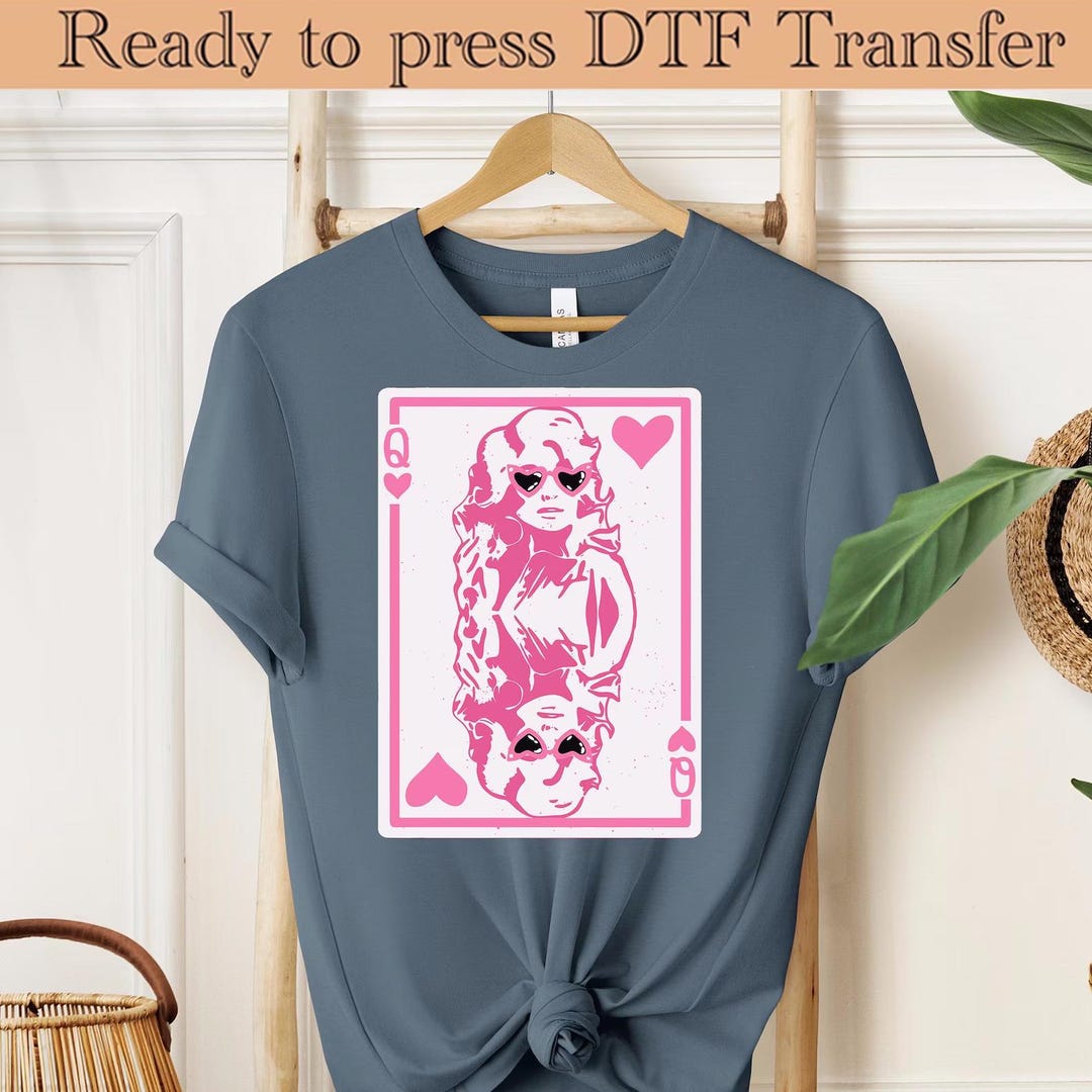 Valentine's Day Queen of Hearts DTF Transfer, Cute Pink Dolly Valentine ...