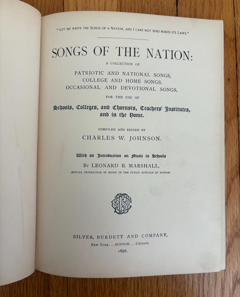 Vintage Patriotic and Devotional Songbook: Songs of the Nation, 1898 - Etsy