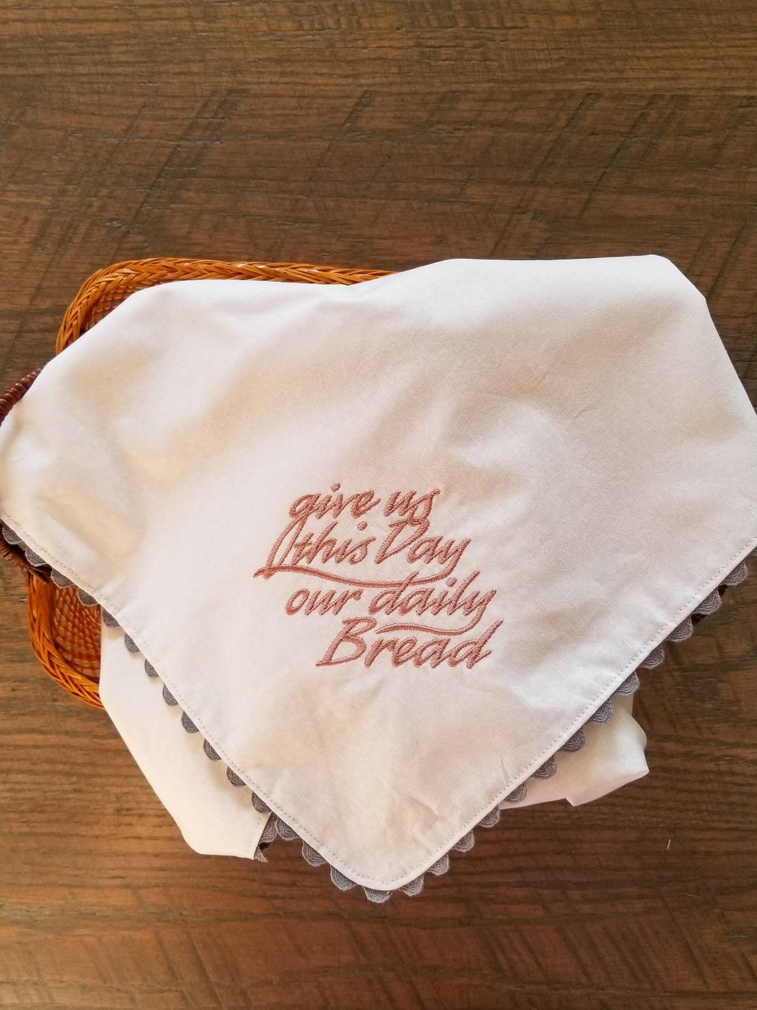 Embroidered Bread Basket Liner With Warmer "give Us This Day Our Daily ...