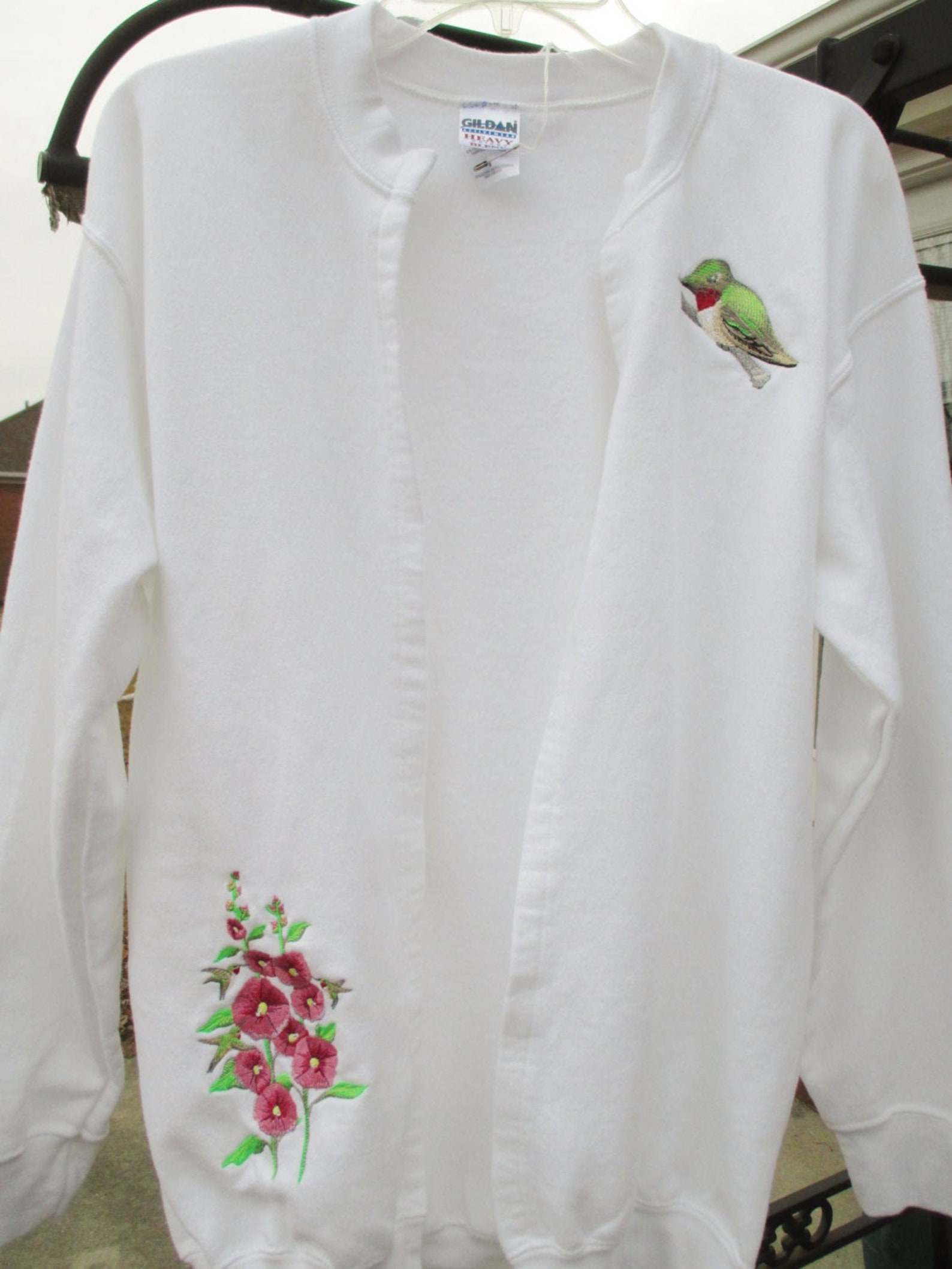 Sweatshirt Jacket Embroidered Hummingbirds - Etsy