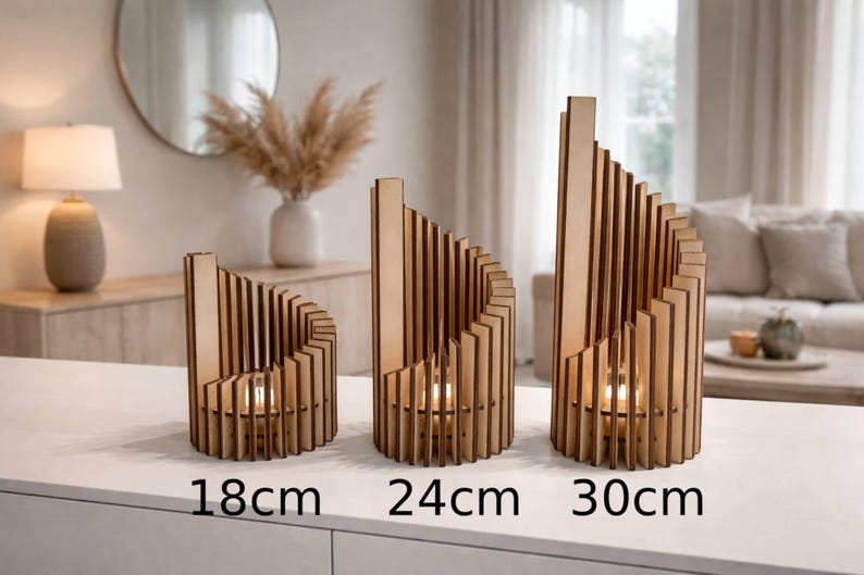 Modern Design Wooden Candle Holder – Handmade Decorative Lamp, Self ...
