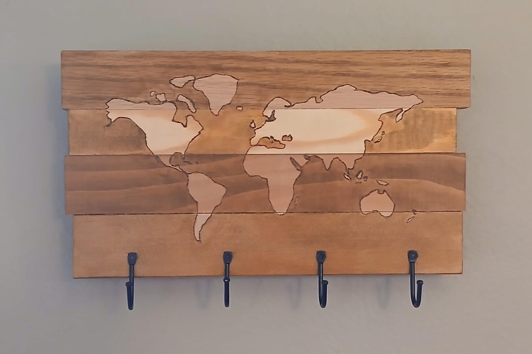 World Map Key Holder - Etsy