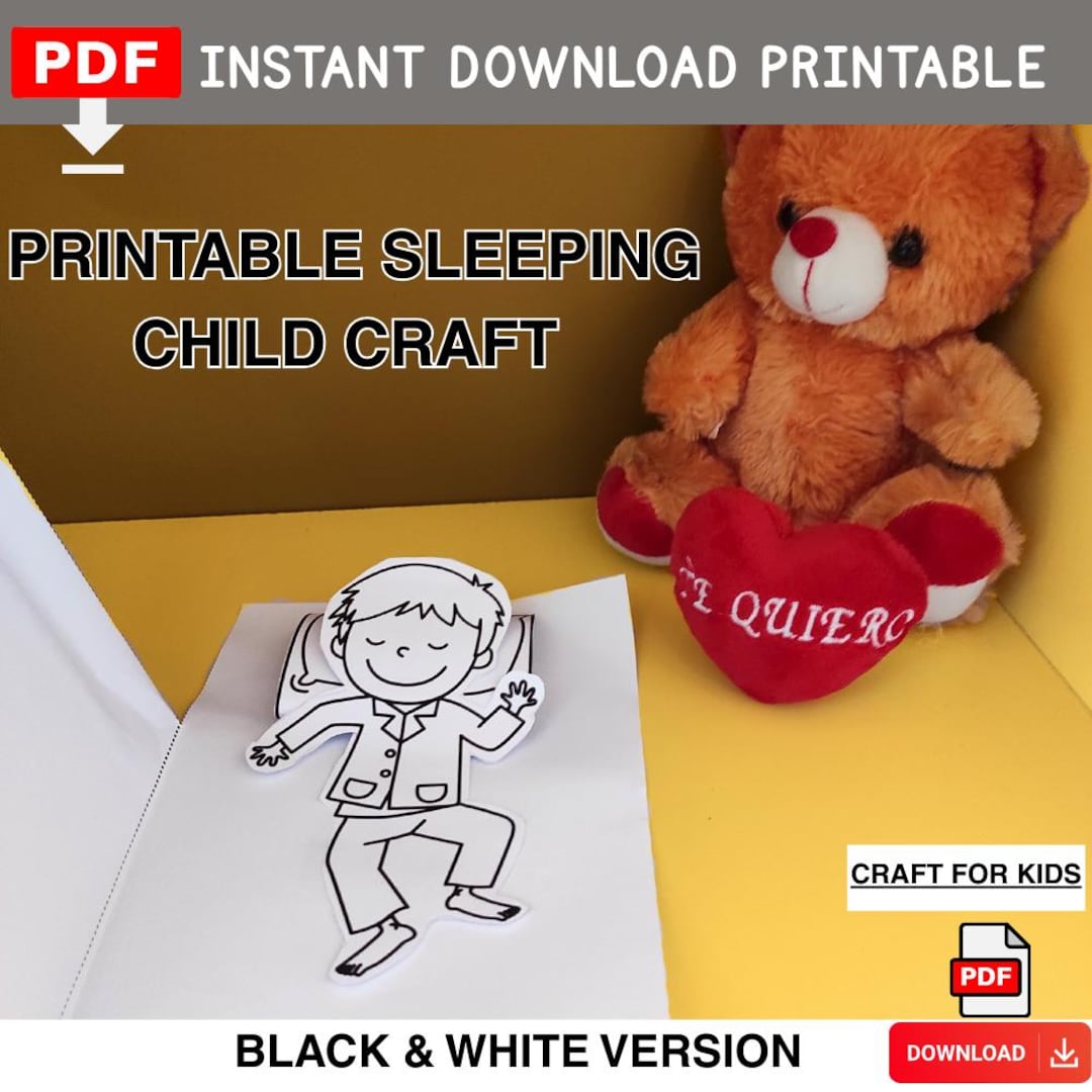 Printable Sleeping Child Craft 3D Pdf, Bedtime 3D Paper Scene ...