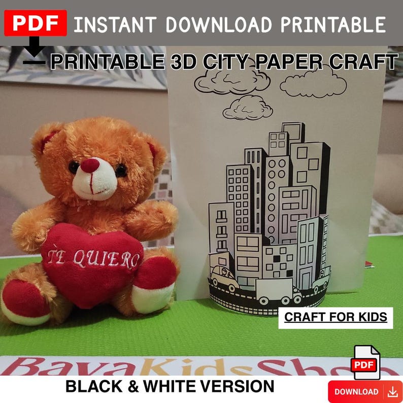 Printable 3D City Paper Craft, DIY Paper City for Kids, 3D Paper Street ...
