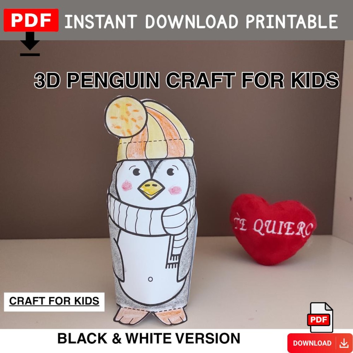 3D Penguin Craft for Kids – Fun Printable Paper Activity, Arts and ...
