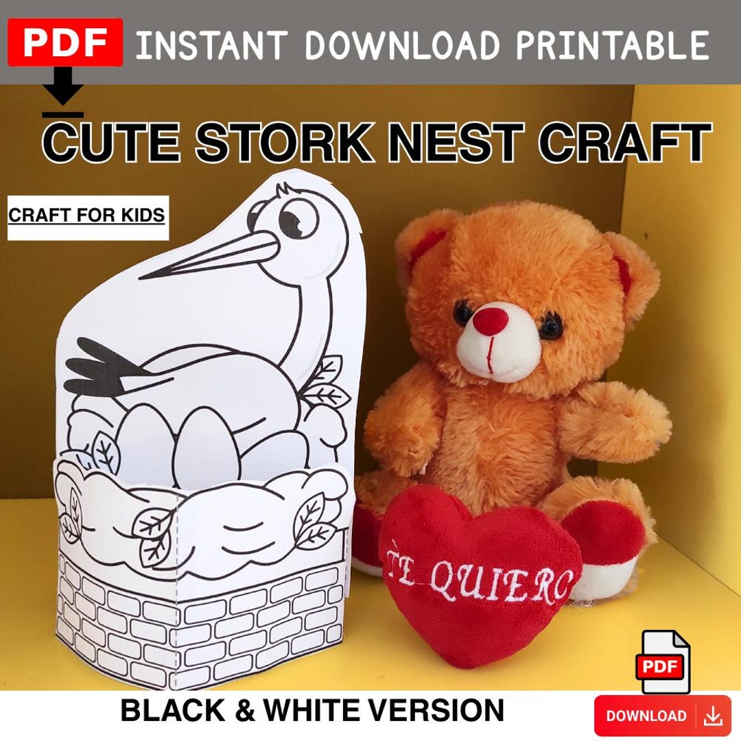 Cute Stork Nest Craft – Fun 3D Printable Paper Activity for Kidsو Arts ...