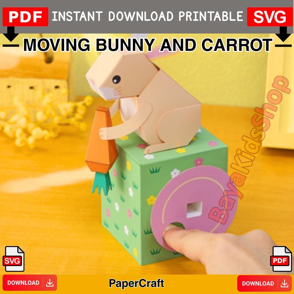 Printable Bunny Carrot Movement - Interactive SVG & PDF Templates for ...