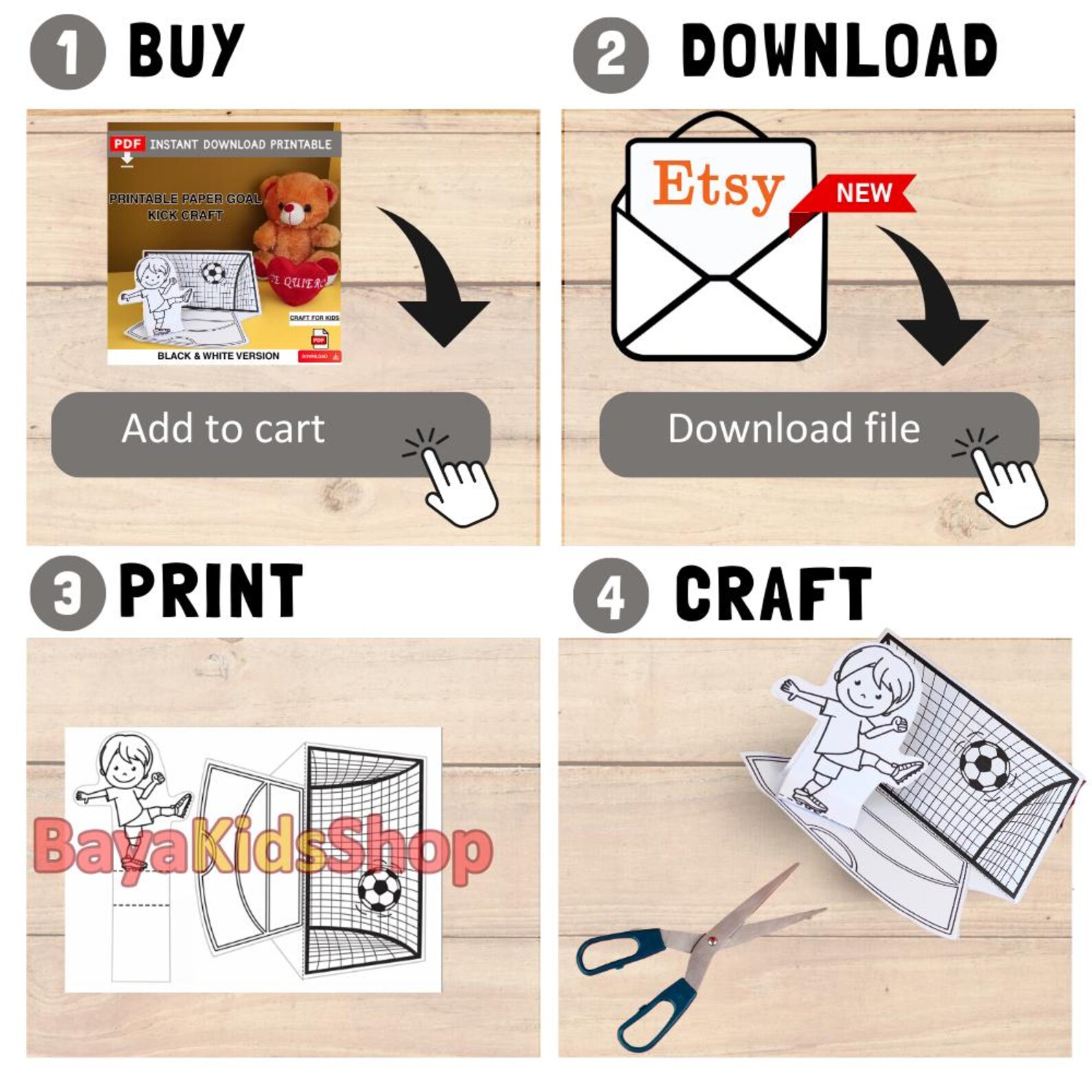 Printable Paper Goal Kick Craft, Printable Boy Kicking Soccer Ball ...