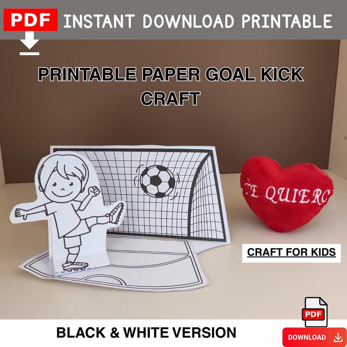 Printable Paper Goal Kick Craft, Printable Boy Kicking Soccer Ball ...