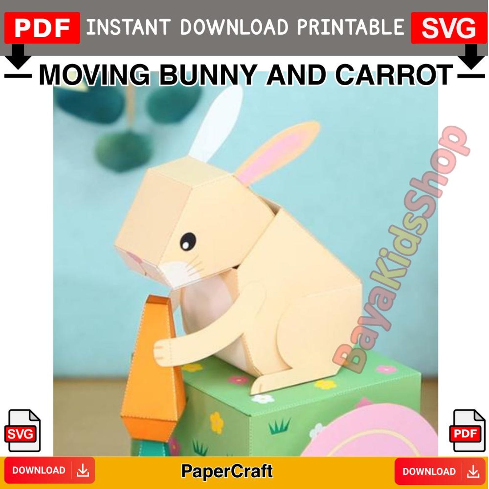 Printable Bunny Carrot Movement - Interactive SVG & PDF Templates for ...