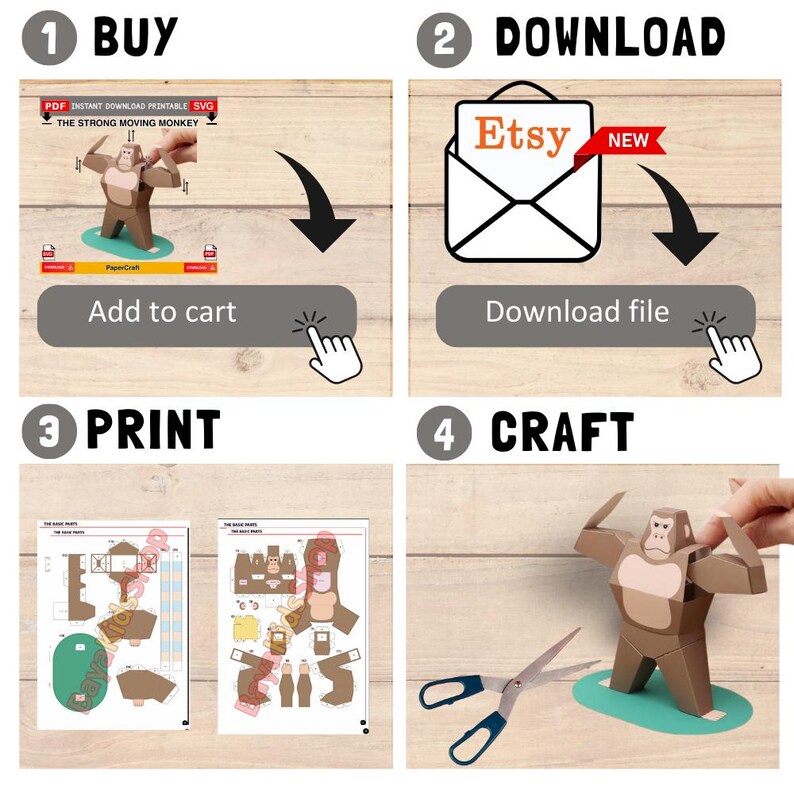 Printable the Strong Moving Monkey - Interactive SVG & PDF Templates ...