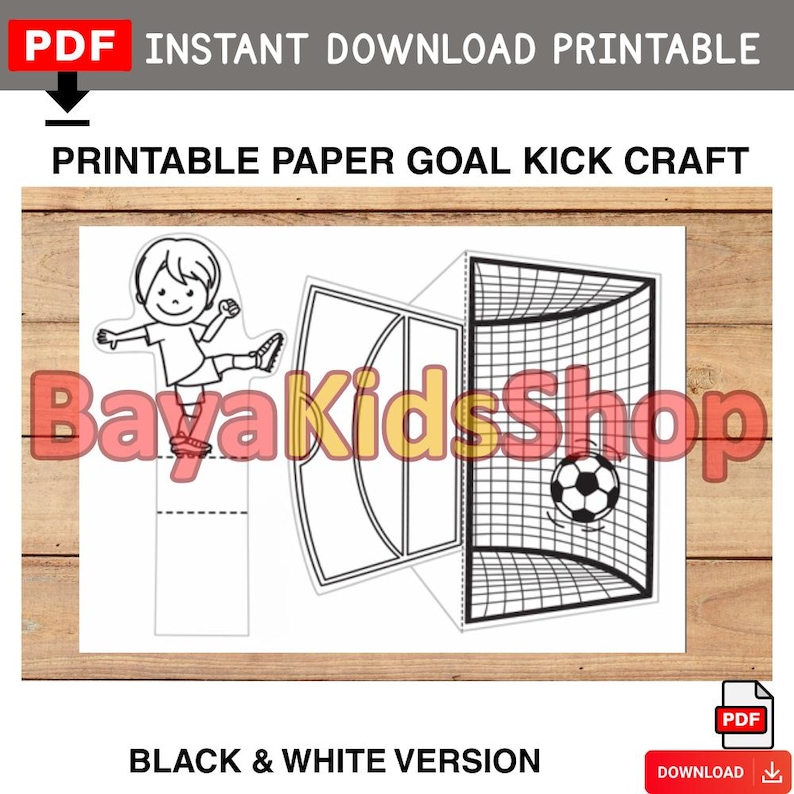 Printable Paper Goal Kick Craft, Printable Boy Kicking Soccer Ball ...
