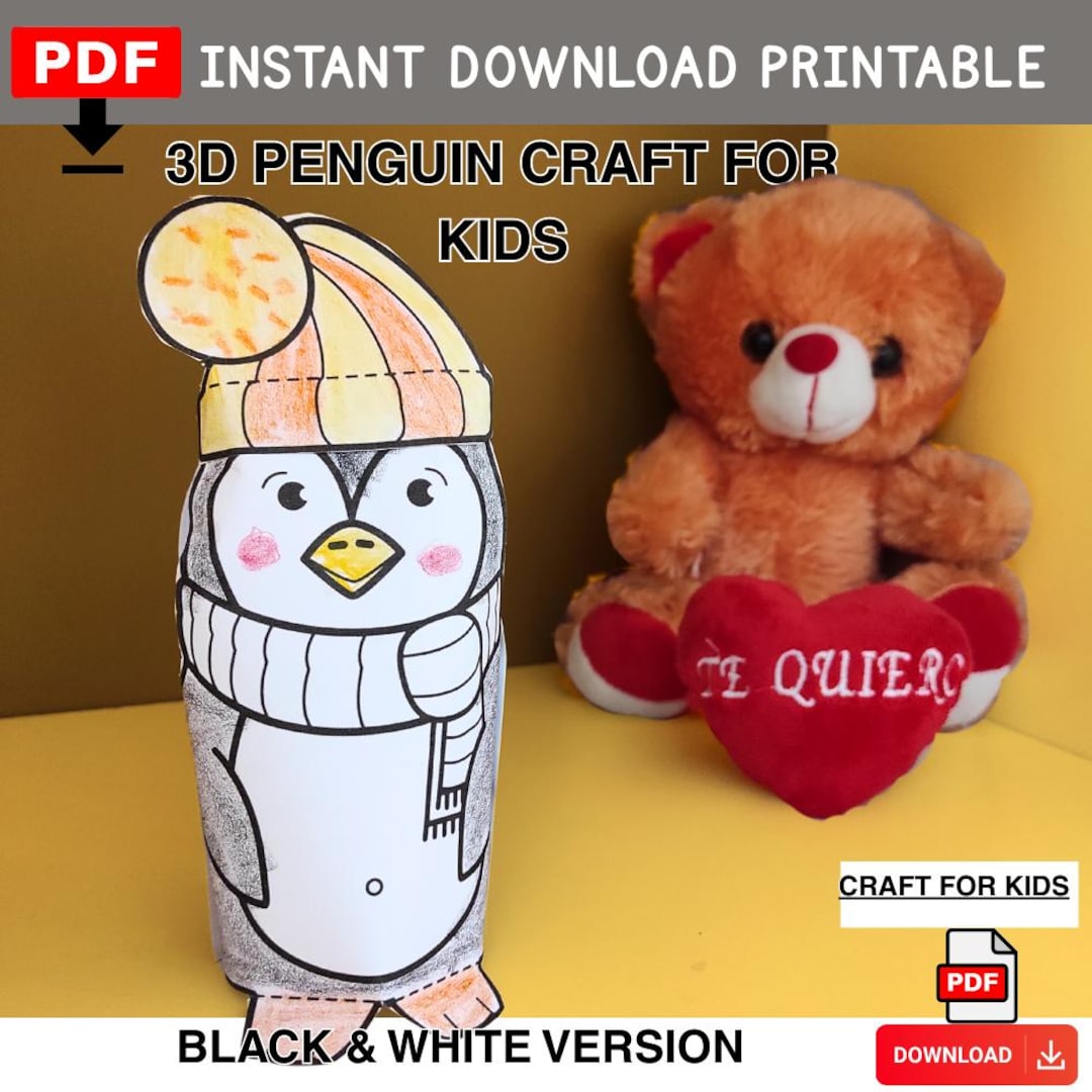 3D Penguin Craft for Kids – Fun Printable Paper Activity, Arts and ...