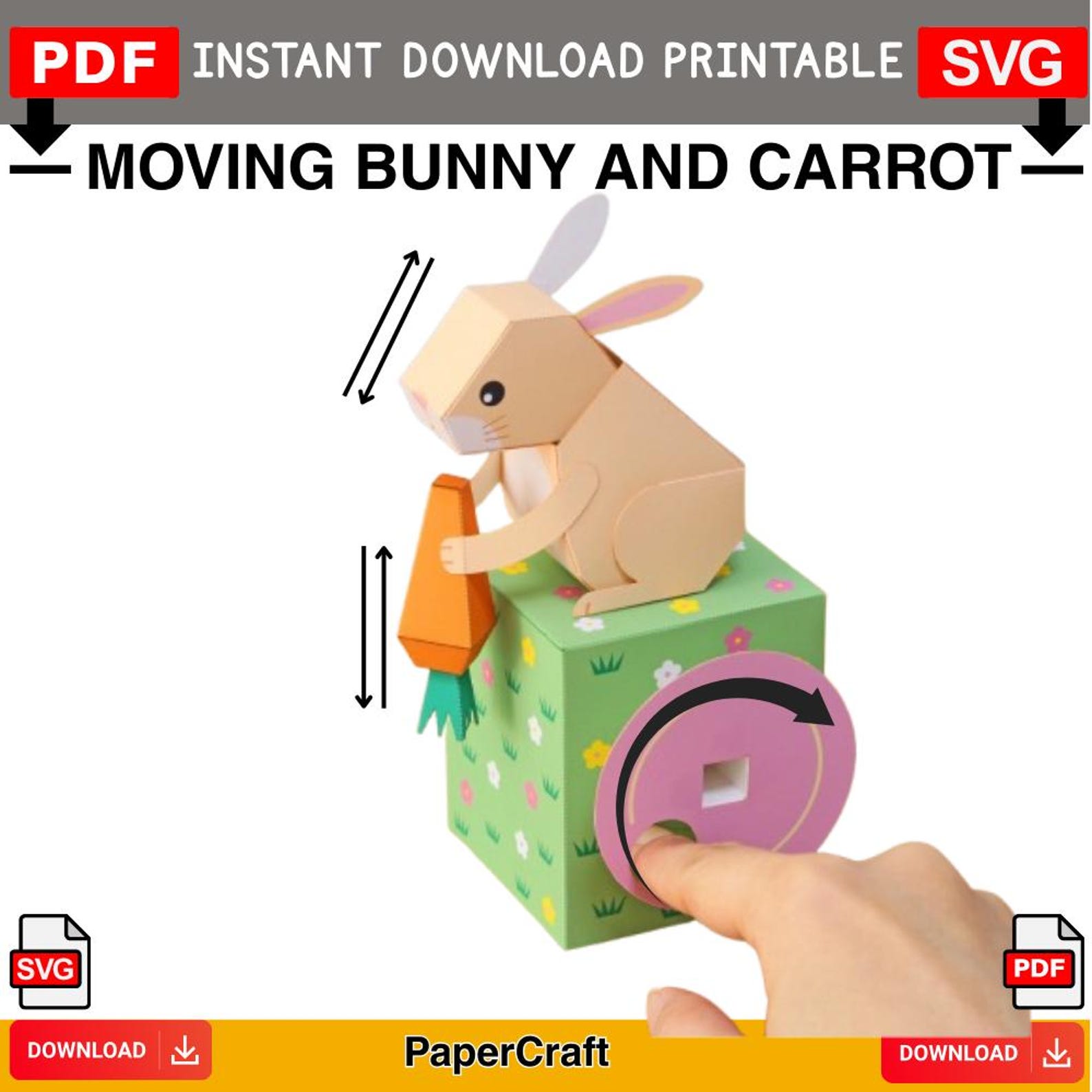 Printable Bunny Carrot Movement - Interactive SVG & PDF Templates for ...