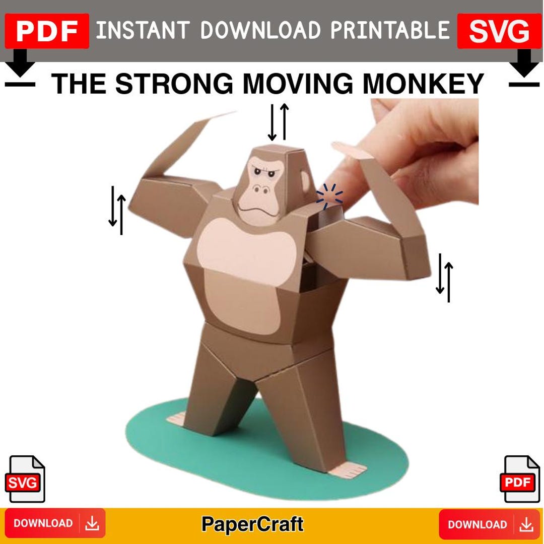 Printable the Strong Moving Monkey - Interactive SVG & PDF Templates ...