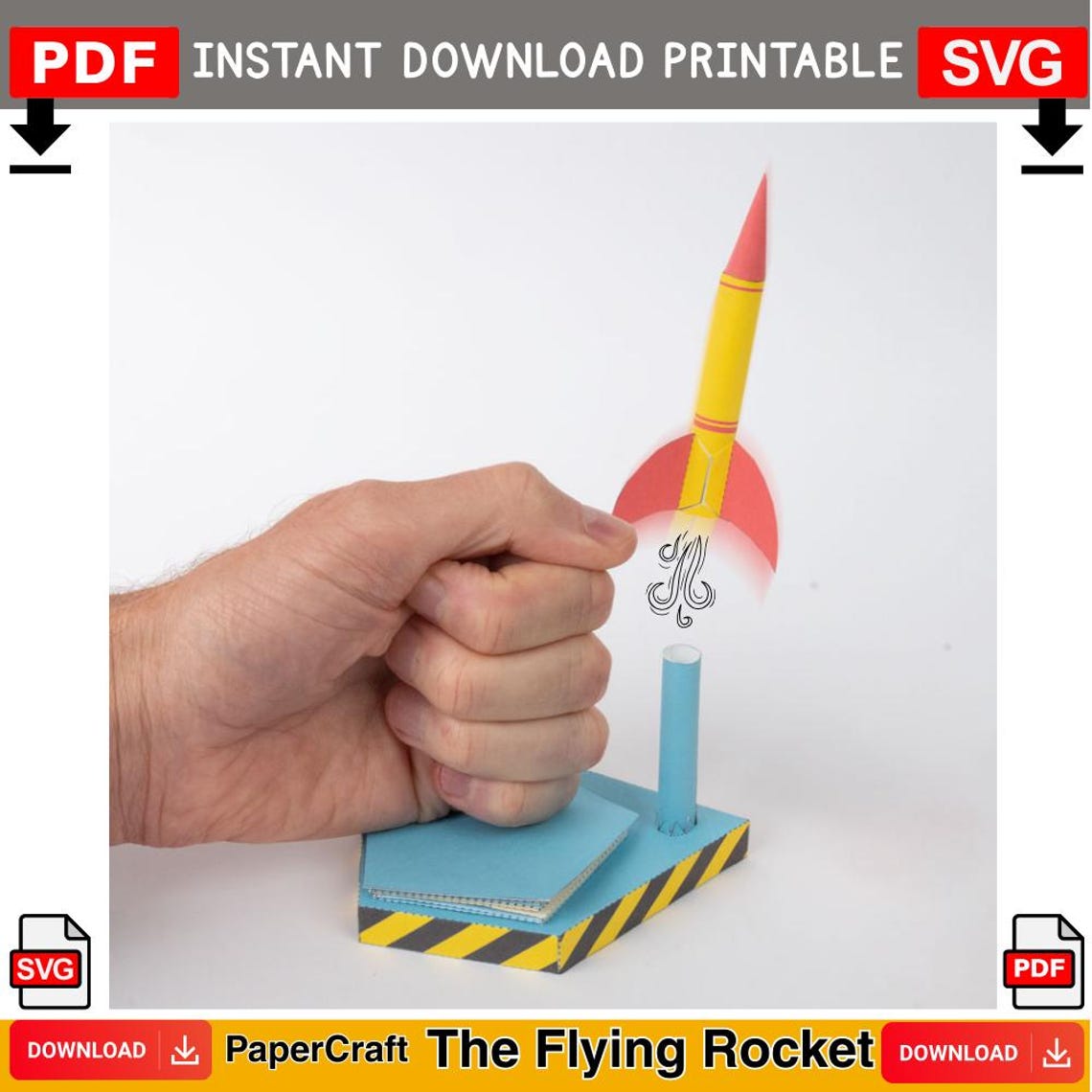 Printable 3D the Flying Rocket - Interactive SVG & PDF Templates for ...