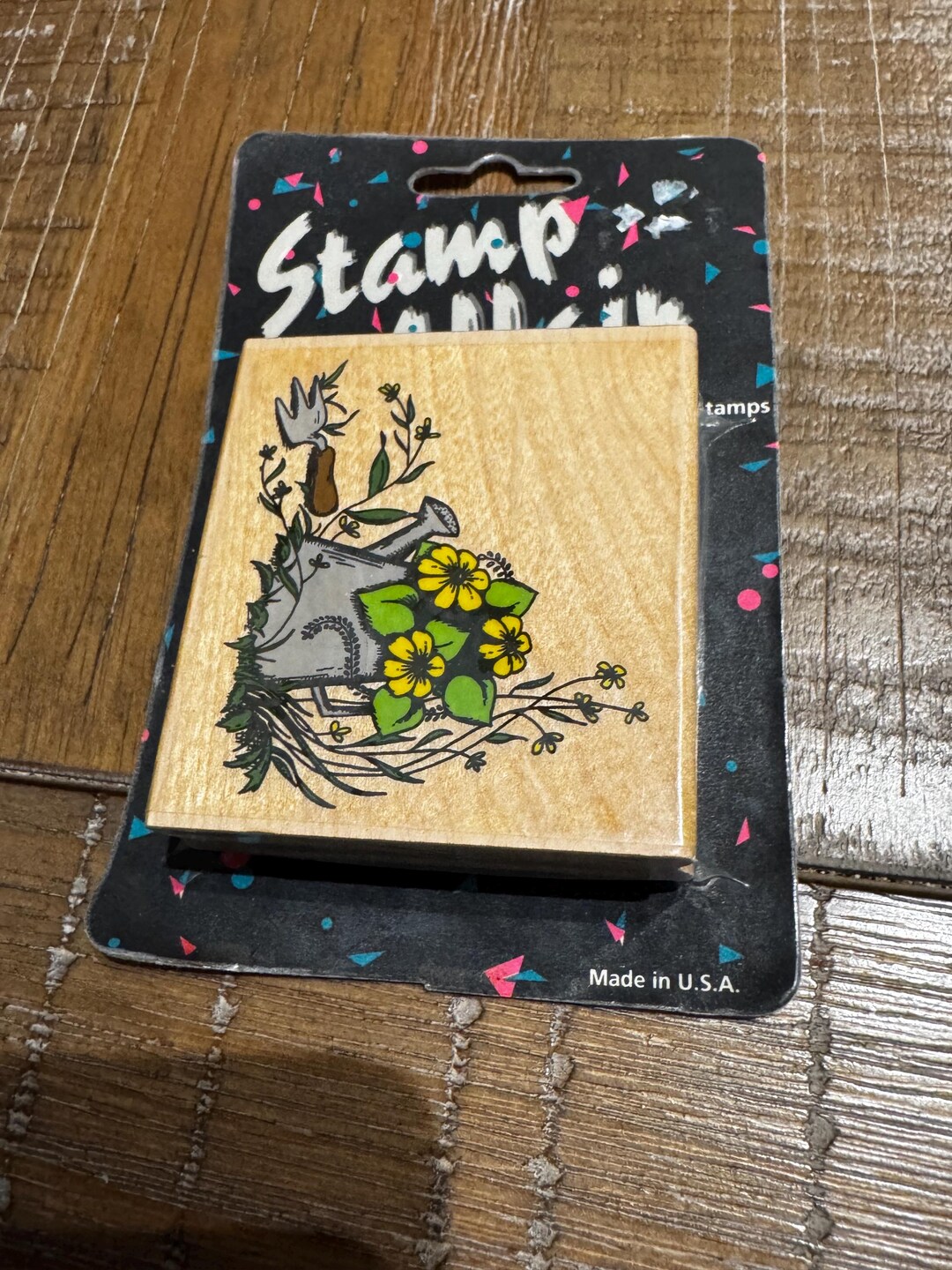 VTG 1992 Stamp Affair Rubber Stamp Wood Mounted Flower Pot Garden LG 2 ...