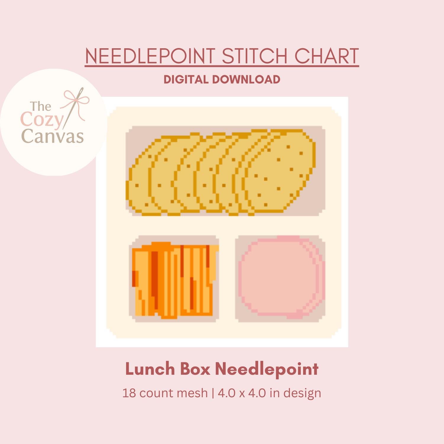 Lunch Box Digital Needlepoint Chart | Digital Stitch Chart PDF for ...