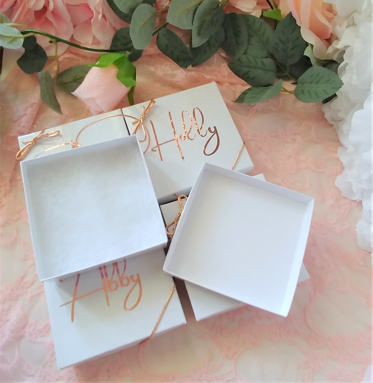 Small Personalized Jewelry Box Rose Gold 3 1/2 Inch Square Box Small ...