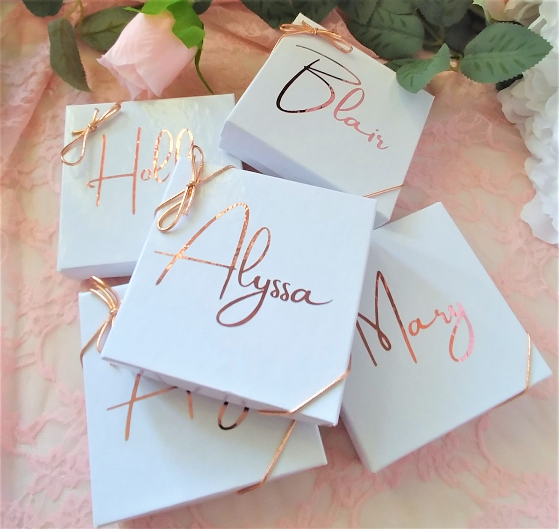 Small Personalized Jewelry Box Rose Gold 3 1/2 Inch Square | Etsy