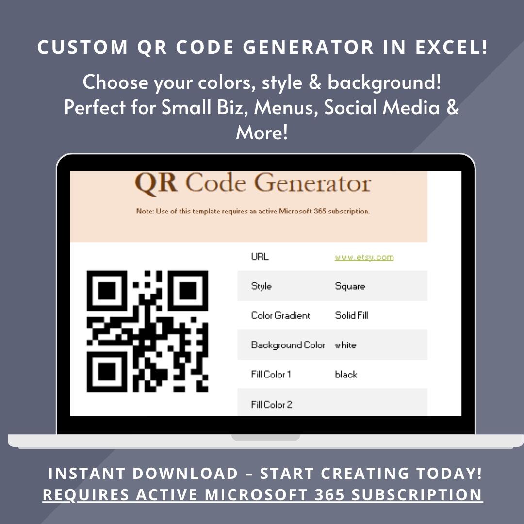 Custom QR Code Generator Template | Digital QR Maker Spreadsheet - Etsy