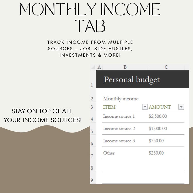 Monthly Budget Planner Excel Template | Income Expense Tracker ...