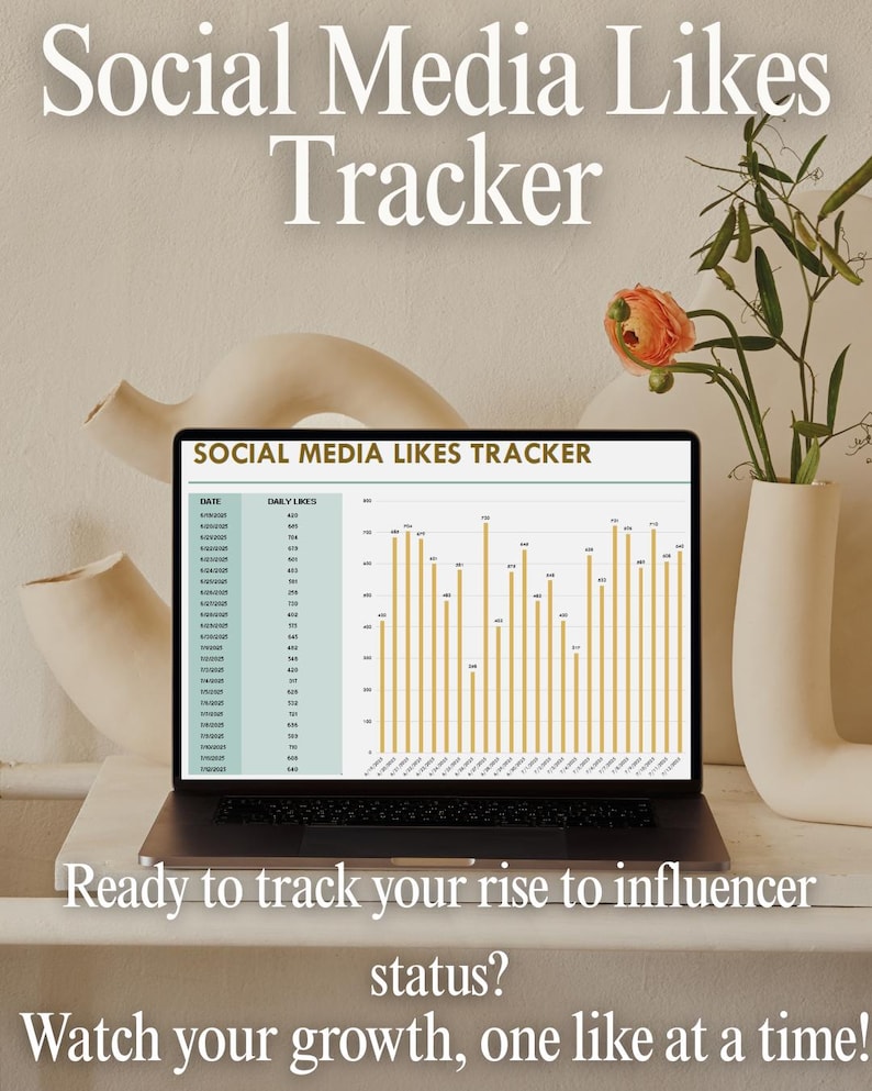 Social Media Likes Tracker Excel | Influencer Stats Log | Daily Growth ...