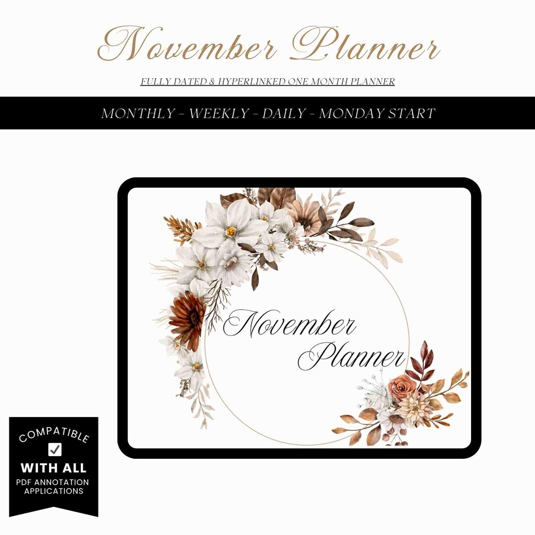 Autumn Planner November 2025 | Boho Fall Daily Weekly Monthly PDF ...