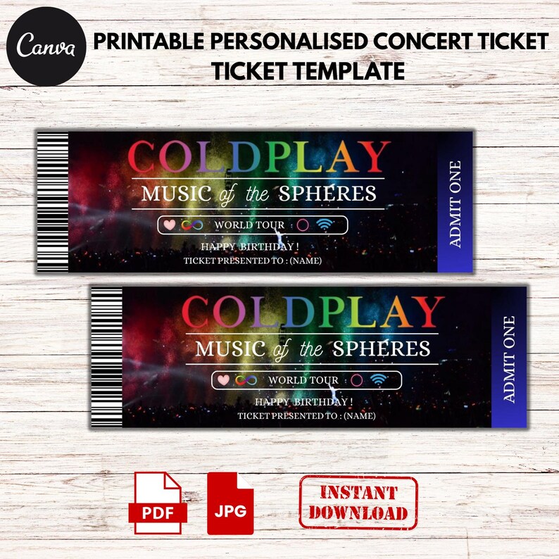 Editable Coldplay Concert Ticket Template, Music of the Spheres Canva ...