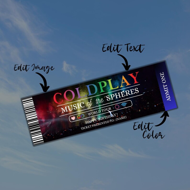 Editable Coldplay Concert Ticket Template, Music of the Spheres Canva ...