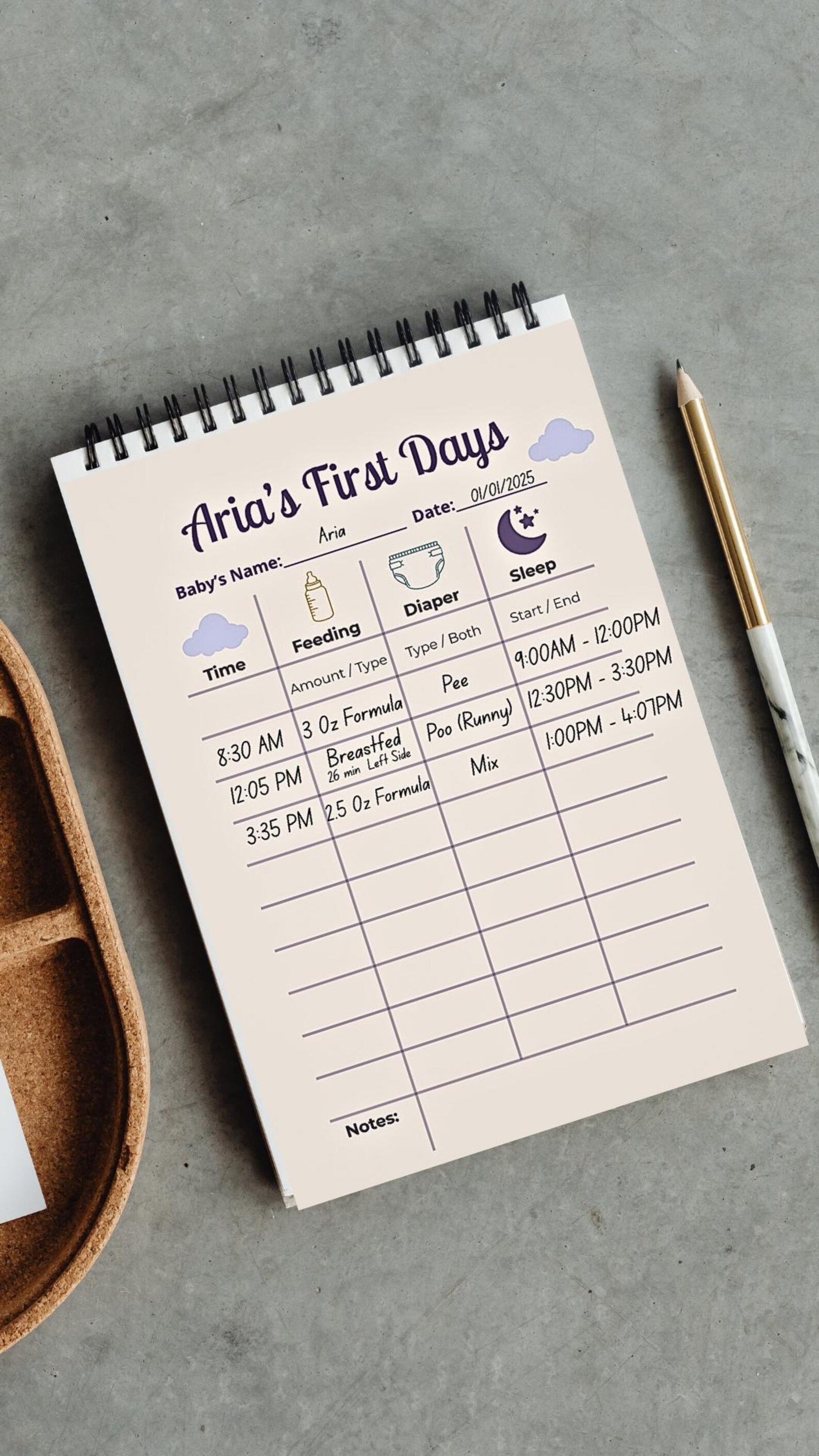 Editable Baby Daily Tracker | Printable Newborn Log | Baby Feeding ...