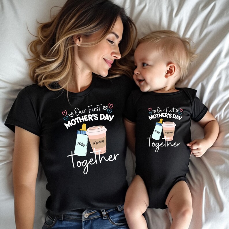 Mommy and Me First Mothers Day Matching Outfit, Coffee Design Tees - Etsy