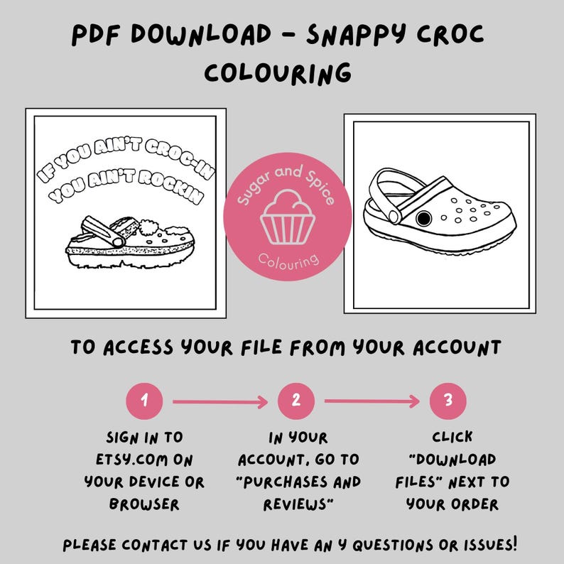 Snappy Croc Colouring Pages: Croc Sandals for Adults & Teens (PDF ...