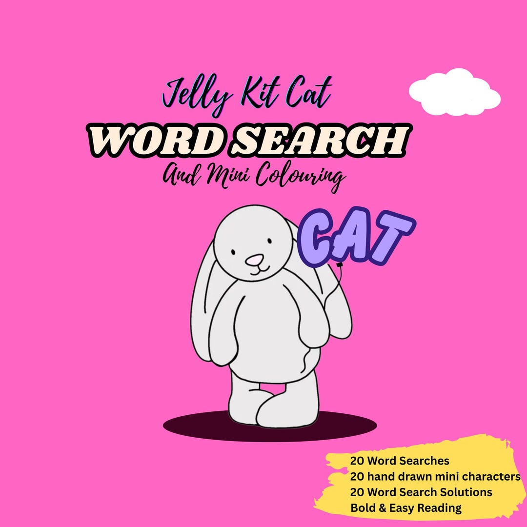 Jelly Kit Cat Word Search: and Mini Colouring Fun Screen-free Activity ...