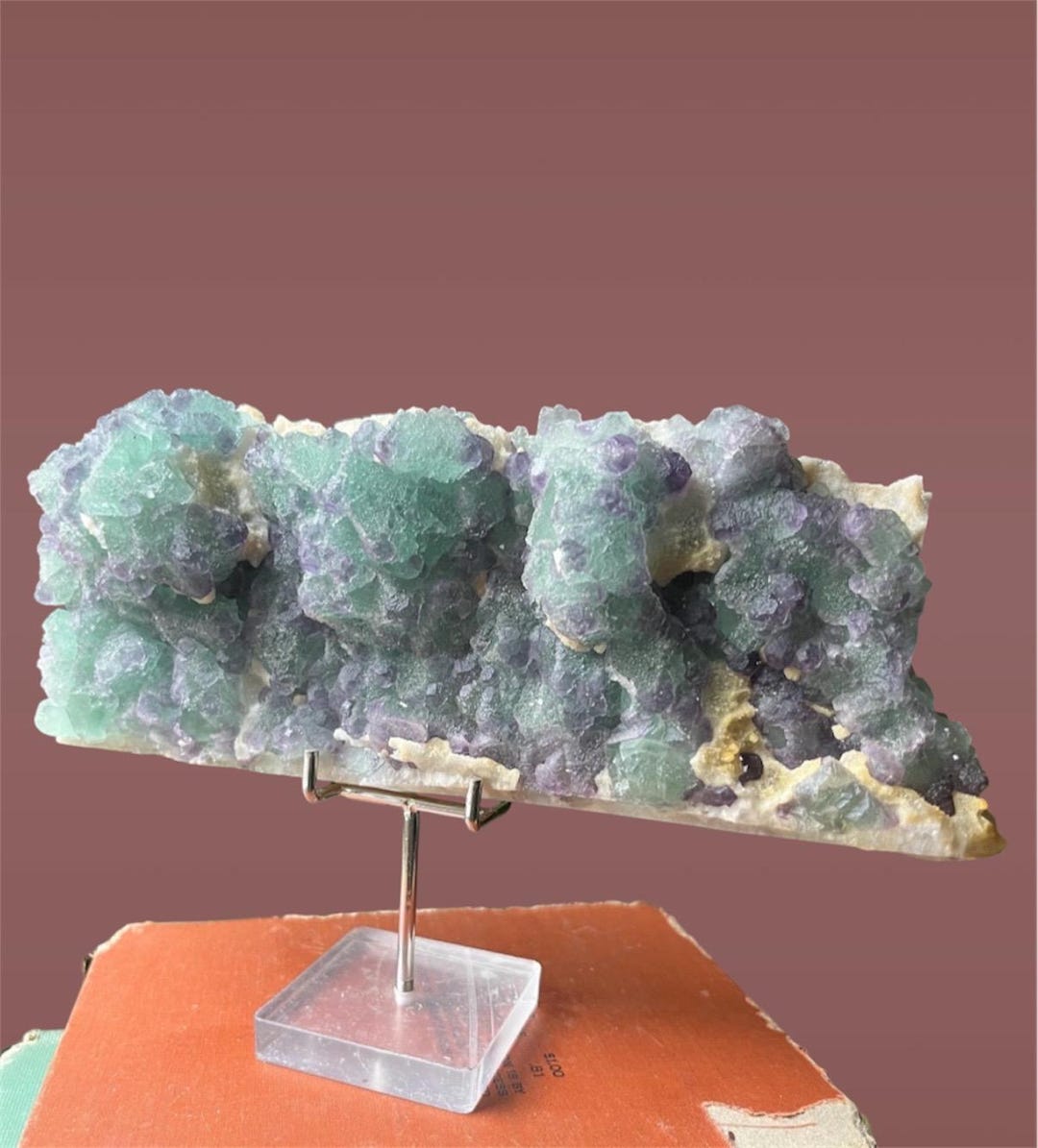 Botryoidal Green & Violet Fluorite Plate on Stand - Yongchun Mine ...