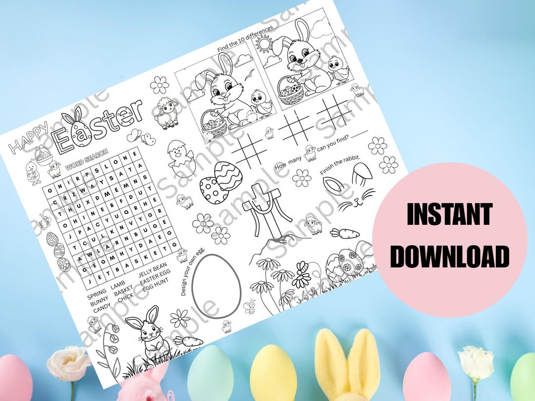 Printable Easter Activity Sheet, Kids Easter Placemat, Fun Kids ...