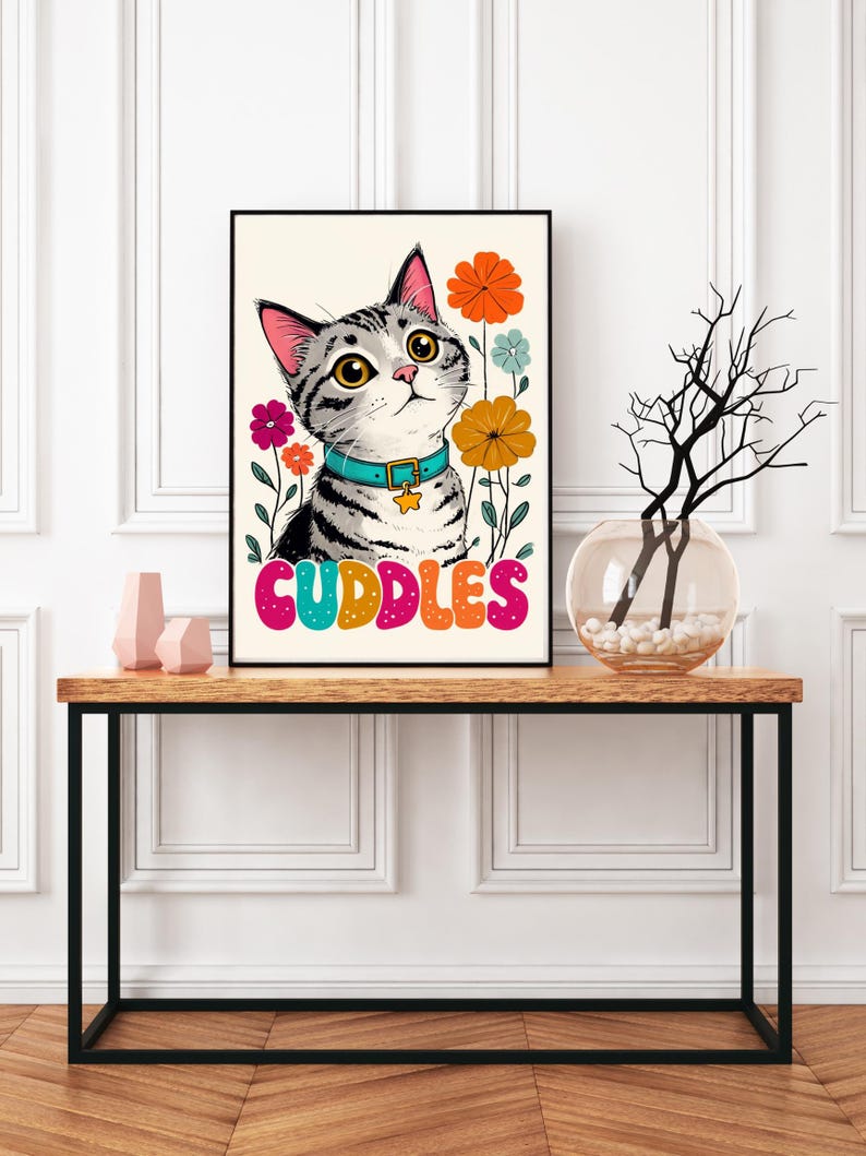 Animal Wall Art, Cat Wall Decor, Cat Wall Art, Cat Lover Gift, Cat Mom ...
