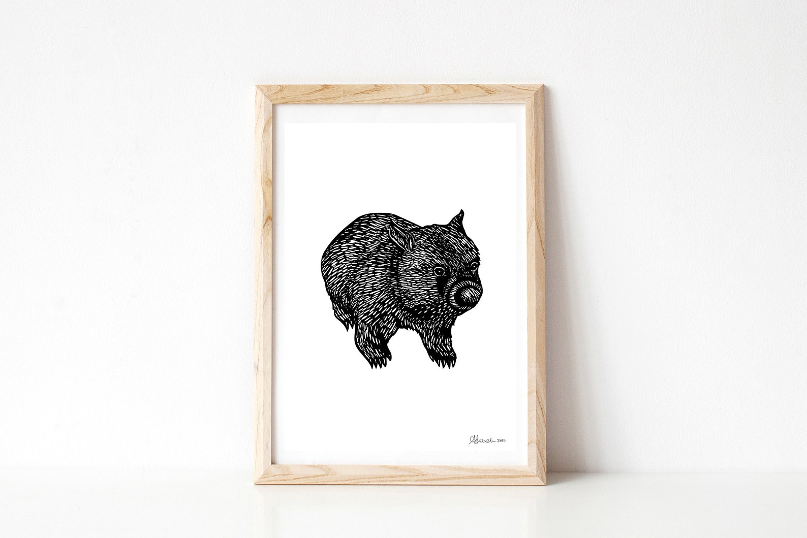 Wombat Art Print // Giclée Print // Wombat Block Print // Hand - Etsy