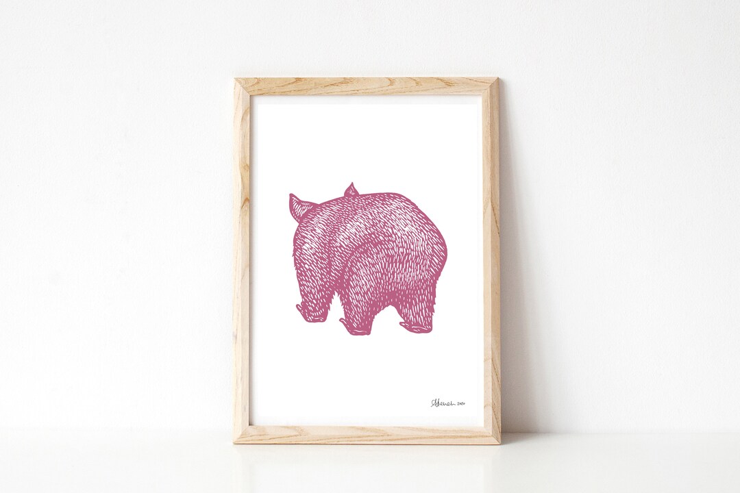Wombat Art Print // Giclée Print // Wombat Block Print // Hand Carved ...