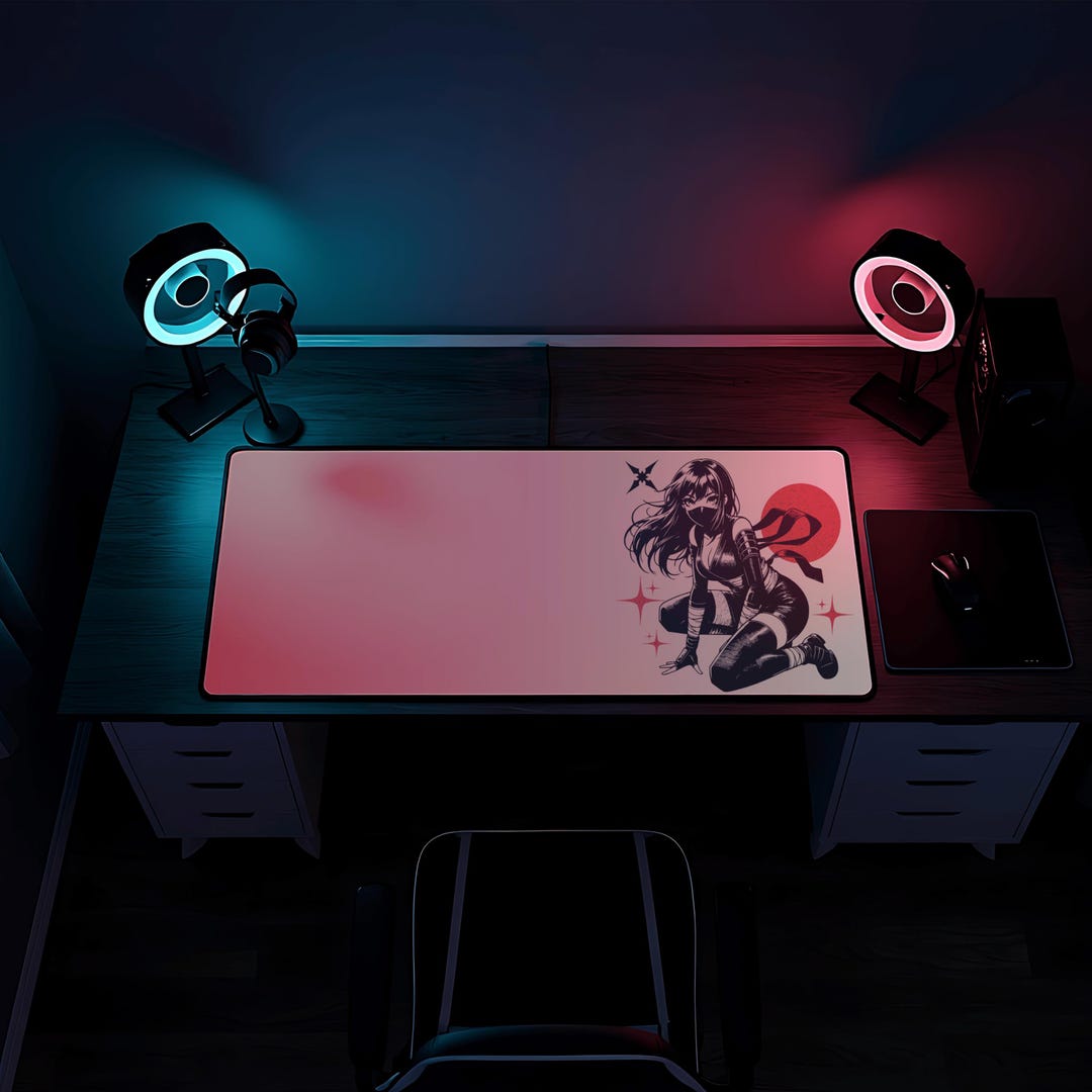 Ninja Girl Desk Mat, Anime Girl Mouse Pad, Desk Mat Aesthetic, Desk ...