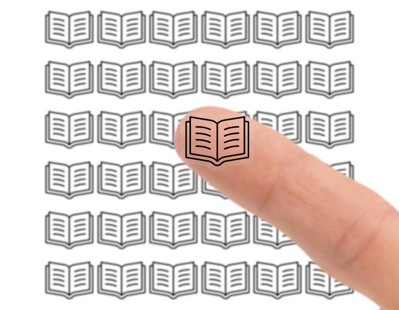 Book Mini Clear Icon Planner Sticker Sheet | 36 Stickers - Etsy