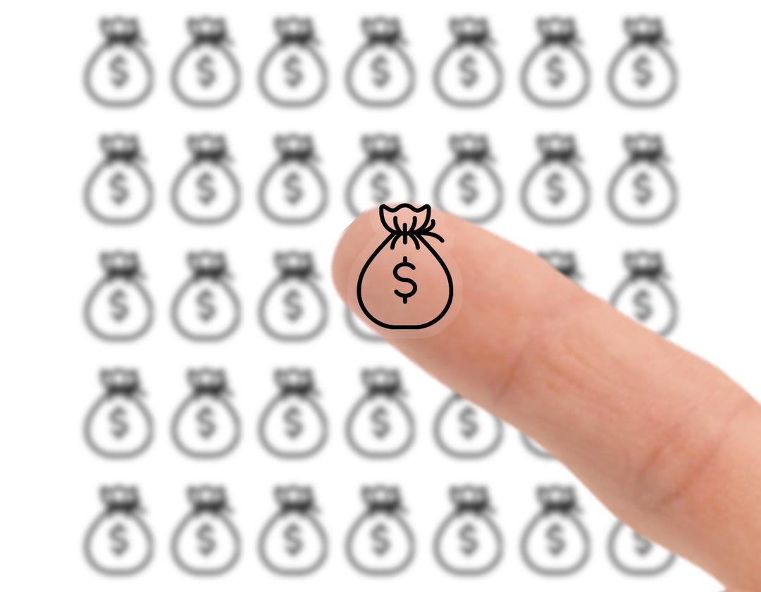 Money Bag Mini Clear Icon Planner Sticker Sheet | 35 Stickers - Etsy